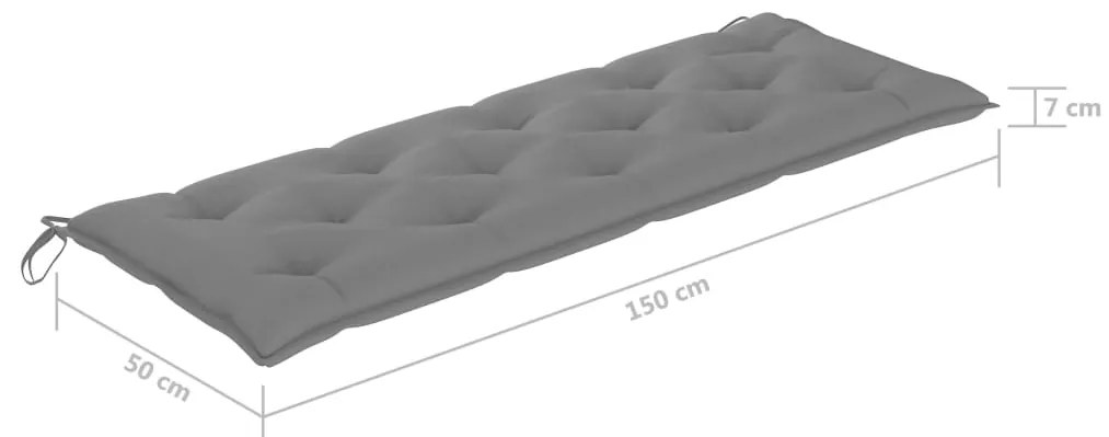 3místná zahradní lavice s poduškou 150 cm šedá eukalyptus - Default Title