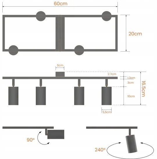 Bodové svítidlo 4xGU10/30W/230V bílá