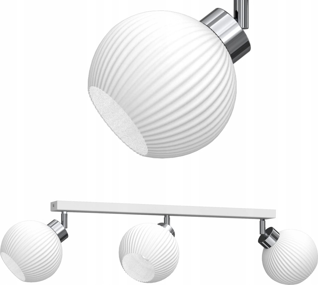 Stropní Svítidlo Stropní Svítidlo Skleněná Lampa Pruhy E27 Bílé Stínítko 3 Body Polsko