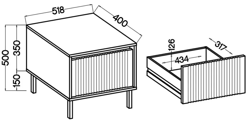 OSAKA b | noční stolek 1S | 51,8 cm | béžová
