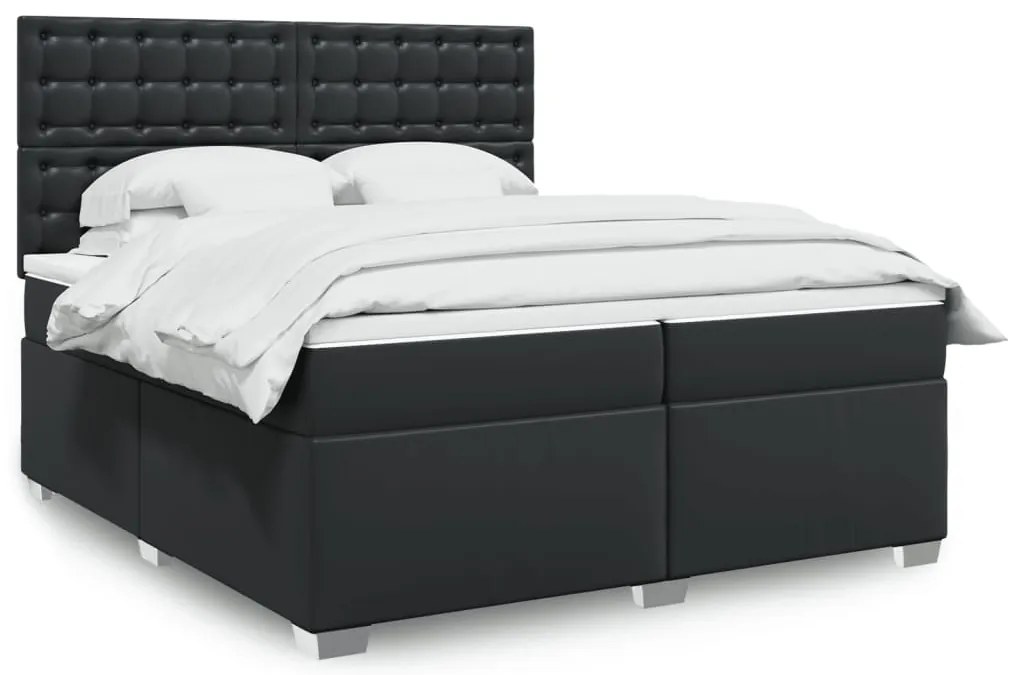 Box spring postel s matrací černá 200x200 cm umělá kůže 3290736