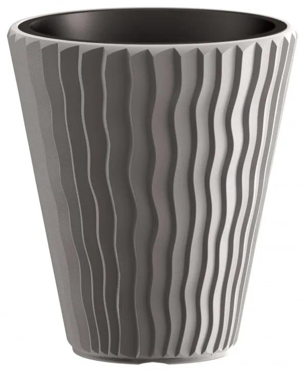 Květináč mrazuvzdorný SANDY nízký, pr. 35 cm - barva šedá (405U) DBSP350-405U