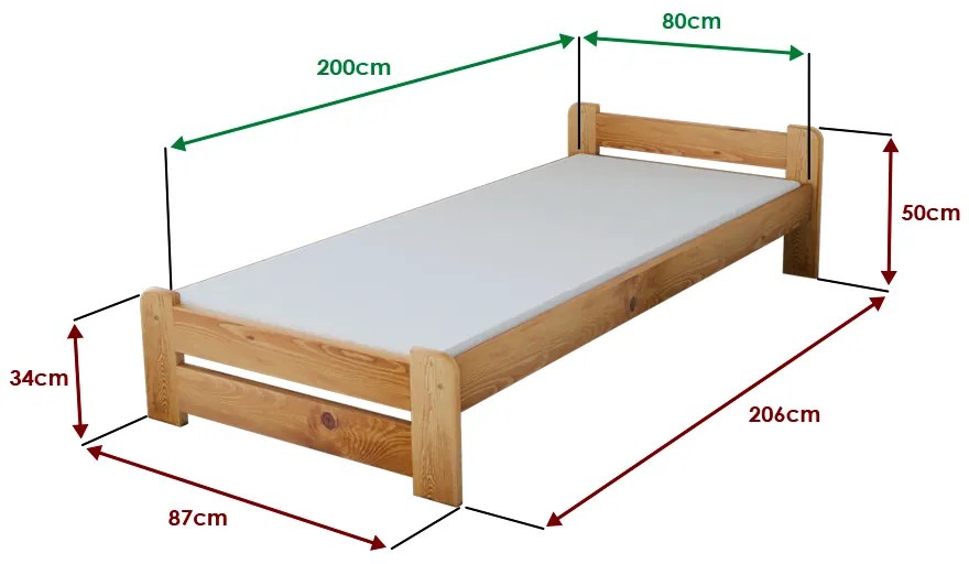 Postel Emily 80 x 200 cm, olše Matrace: Matrace Coco Maxi 20 cm