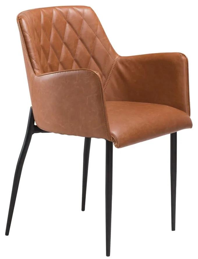 Hnědá jídelní židle z eko kůže s područkami DAN–FORM Denmark Rombo Faux