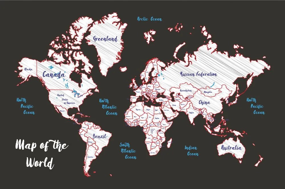 Samolepící tapeta jedinečná mapa světa