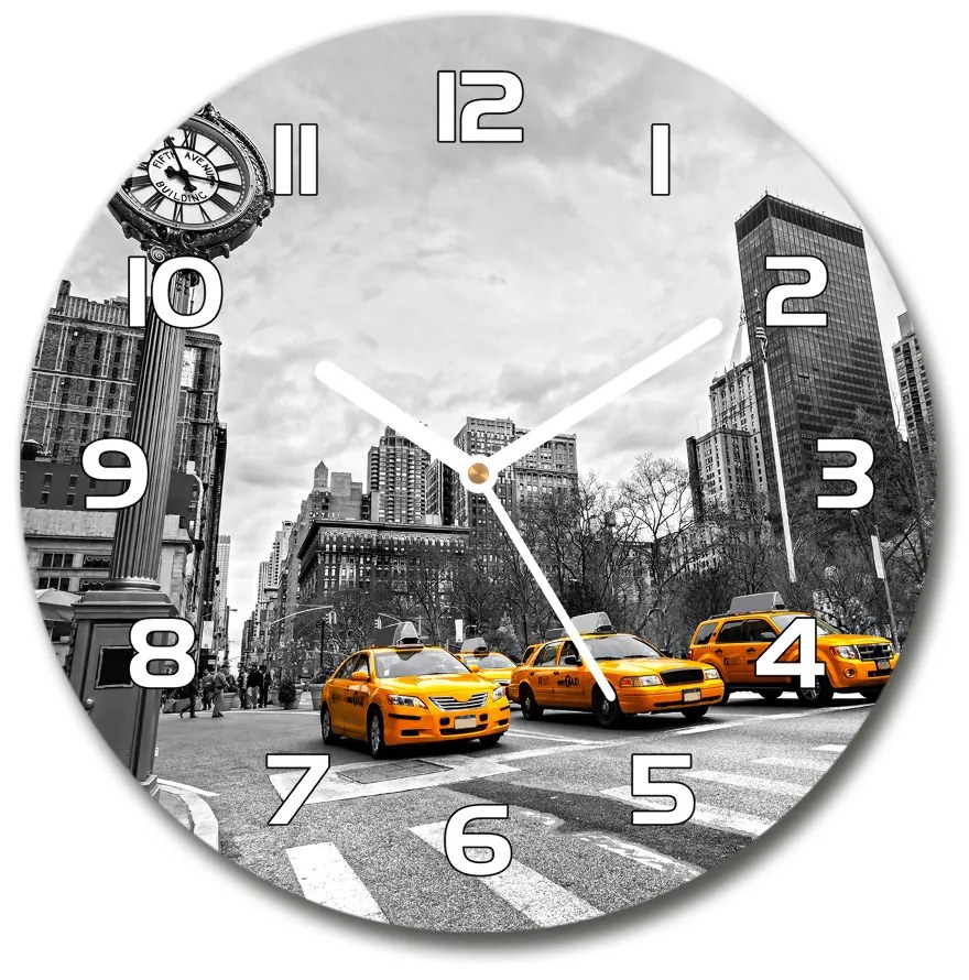 Wallmuralia Skleněné hodiny kulaté Taxi New York fi 30 cm