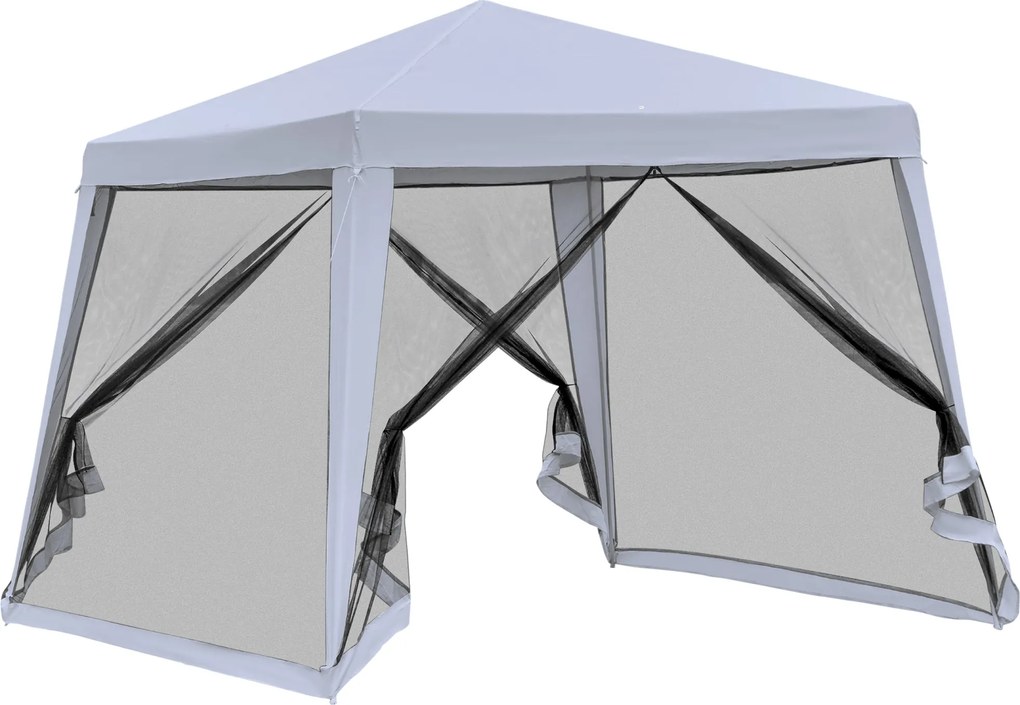 Zahradní pavillon Outsunny - party stan s voděodolnou střechou a moskytiérou, kov + polyester, Šedý, 3 x 3 m | Aosom