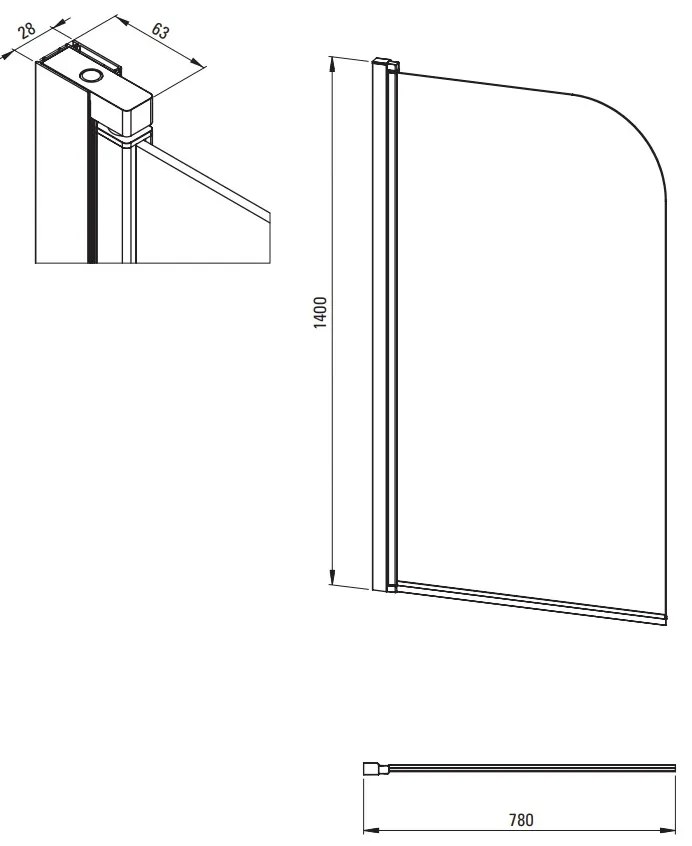 Deante Jasmin, 1-křídlová otočná vanová zástěna 80x140 cm, 5mm čiré sklo, chromový profil, KTJ_076P