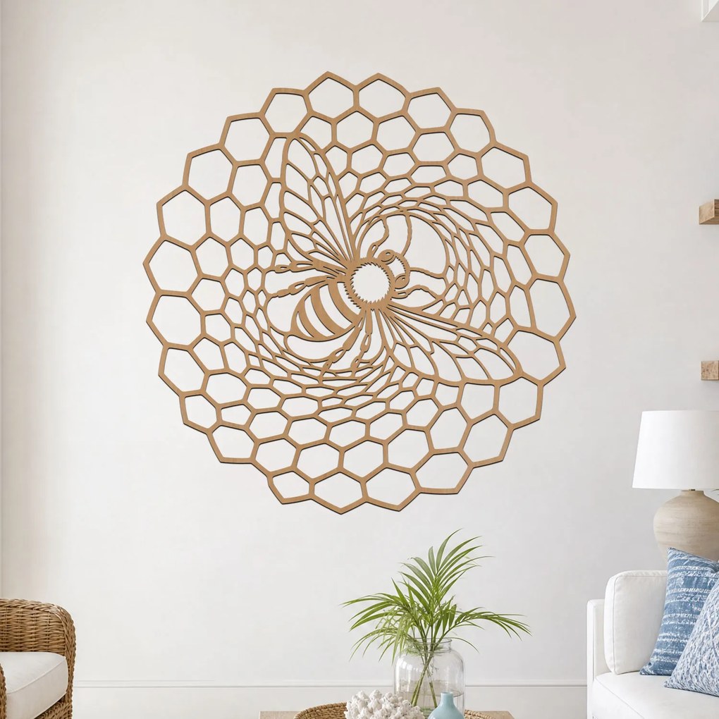 dřevo života Dřevěná dekorace na zeď Včelí domov Zvolte barvu dekoru: Dub Sonoma, Zvolte rozměr Ø (cm): 40