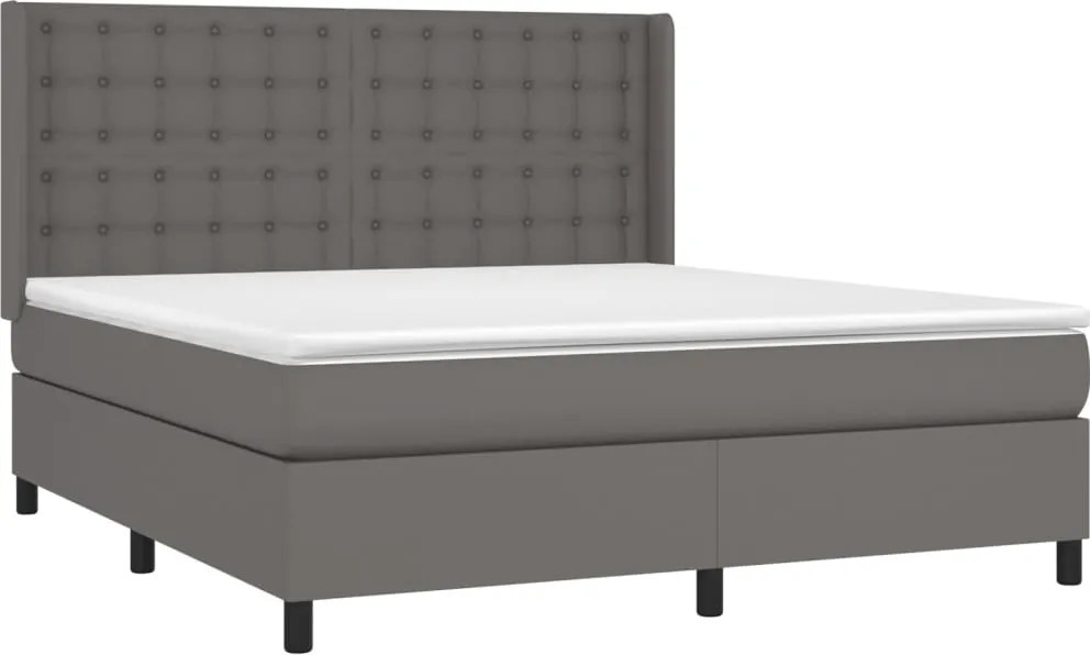 Box spring postel s matrací a LED šedá 160x200 cm umělá kůže 3139395
