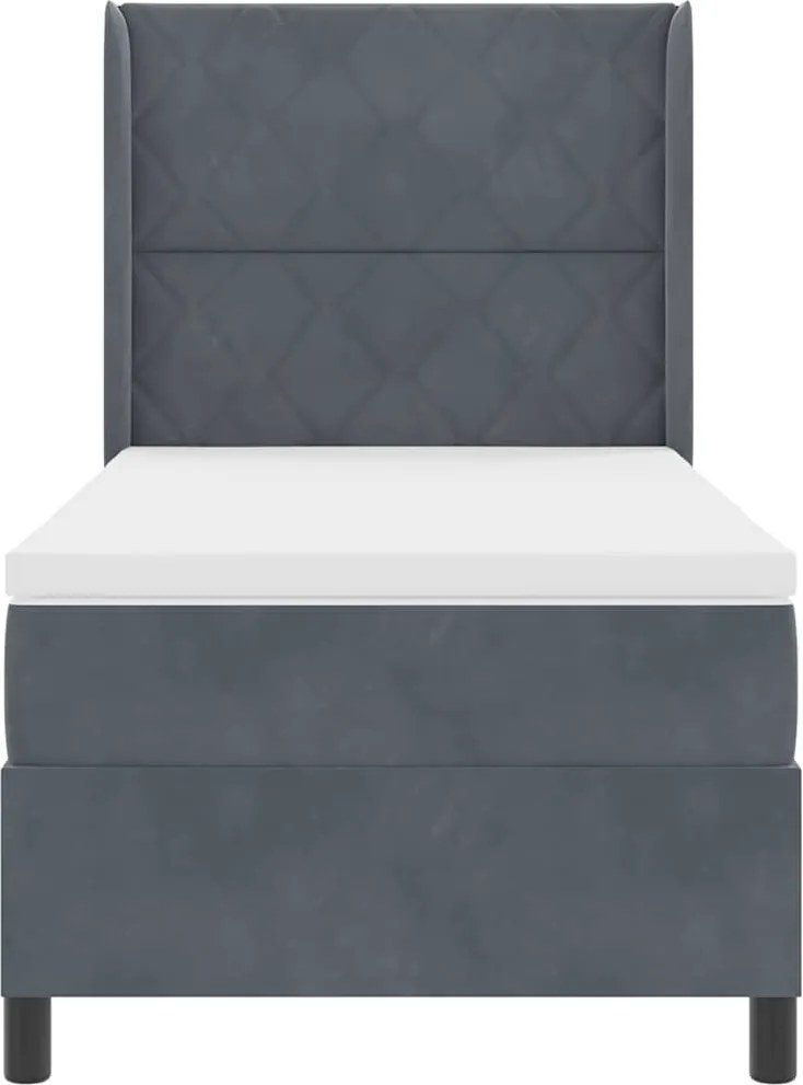 Postel s boxspringem s čelo Tmavě šedá 90 x 190 cm samet 3342039