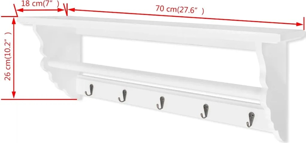 Věšák na kabáty MDF bílý, v barokním stylu 242644