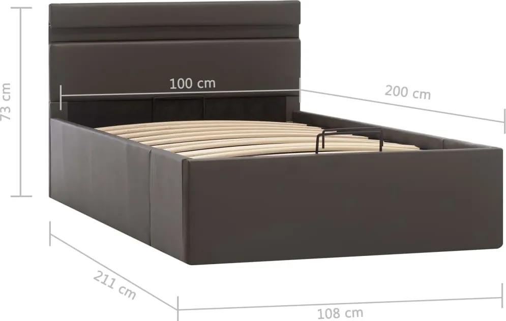 vidaXL Rám postele LED s úložným prostorem textil 100 x 200 cm [285565] Barva: cappuccino