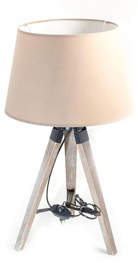 Stolní lampa trojnožka dřevěná s krémově hnědým stínidlem | BIANO