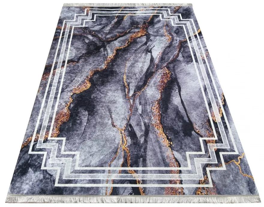 Protiskluzový koberec tmavě šedé barvy se vzorem Šířka: 120 cm | Délka: 180 cm