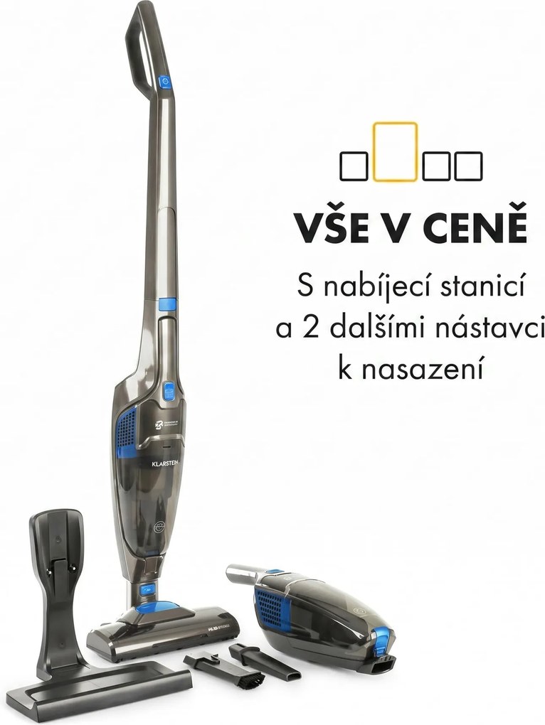 Klarstein TurboHybrid, vysavač, podlahový a ruční vysavač, antracitově modrý