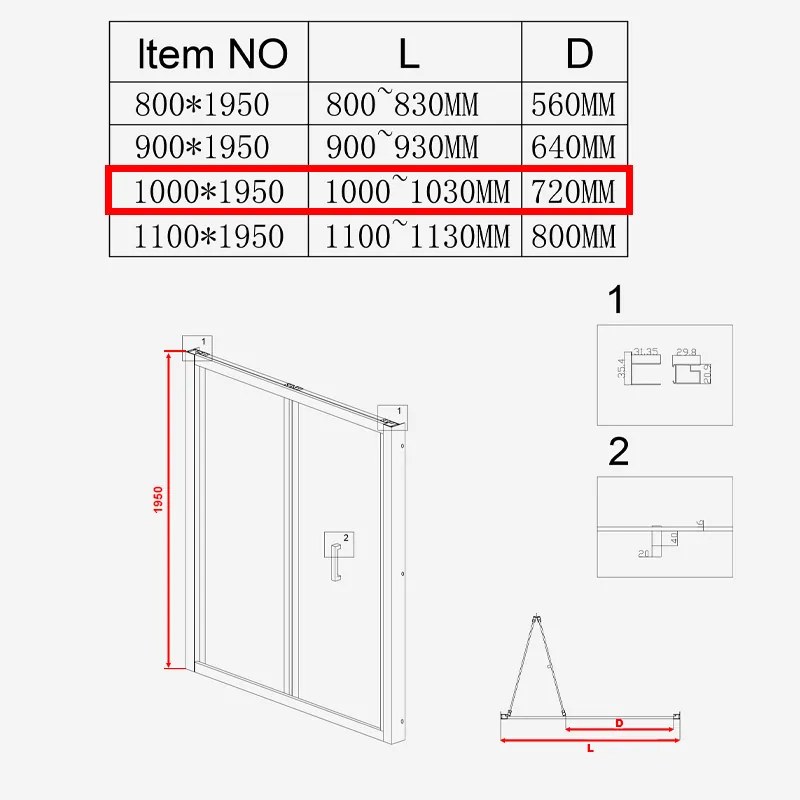 BPS-koupelny Zalamovací posuvné sprchové dveře HYD-DN09C 100 chrom/transparent pro instalaci do niky - bez vaničky