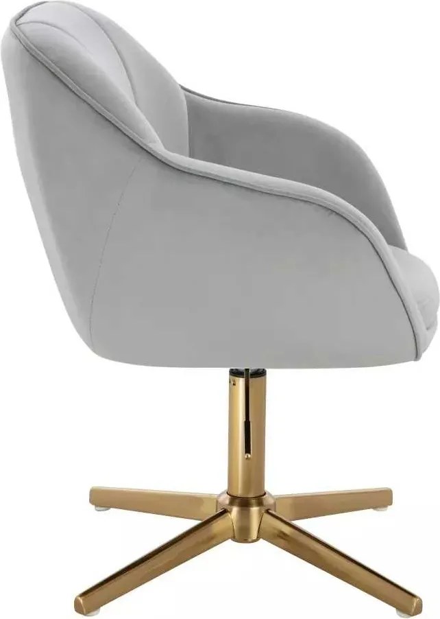 LuxuryForm DESIGN Otočná židle AVOLA VELUR na zlatém kříži - světle šedá