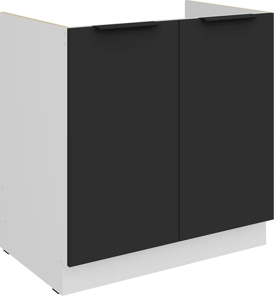 ARIA bc | dolní skříňka 80 ZL 2F dřezová | 80 cm | ANTI FINGERPRINT povrch | bílá/černá
