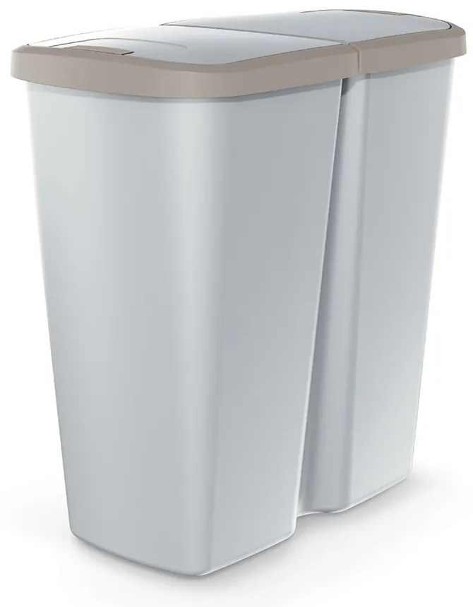 Odpadkový koš DUO šedý, 45 l, hnědá / šedá