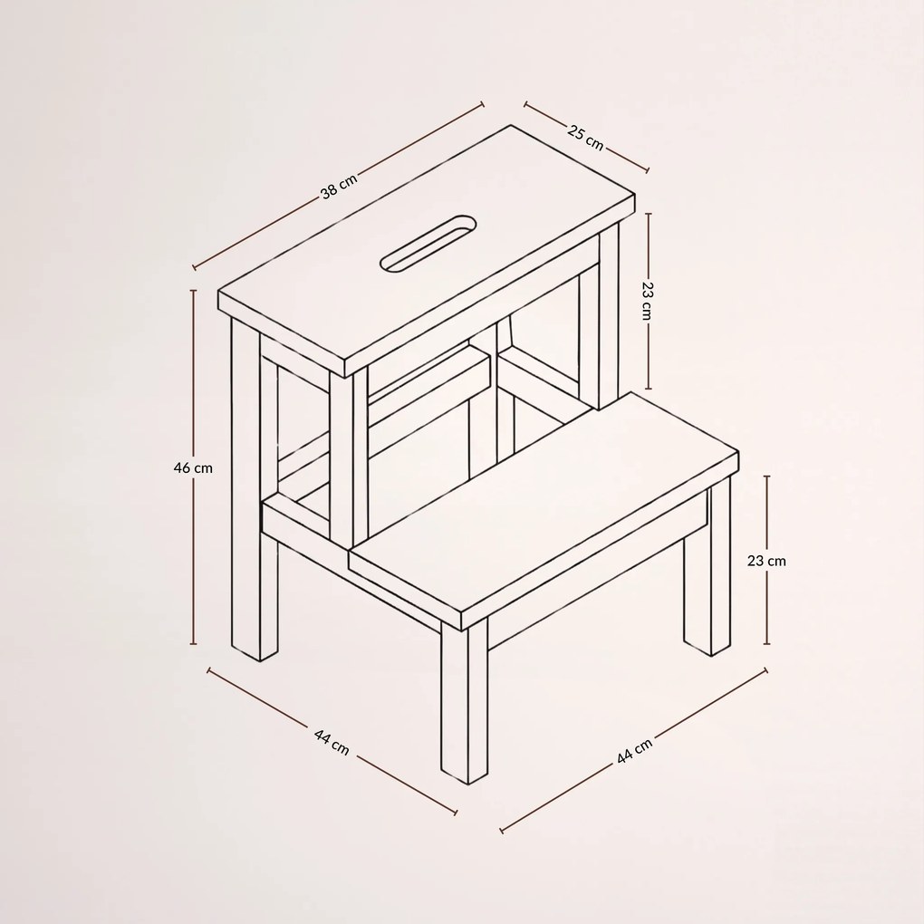 Bambusová stolička se schůdkem KROK, výška 46 cm, přírodní