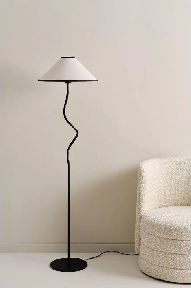 Bílá/černá látková stmívatelná stojací lampa (výška 148 cm) Juliet – Jotex