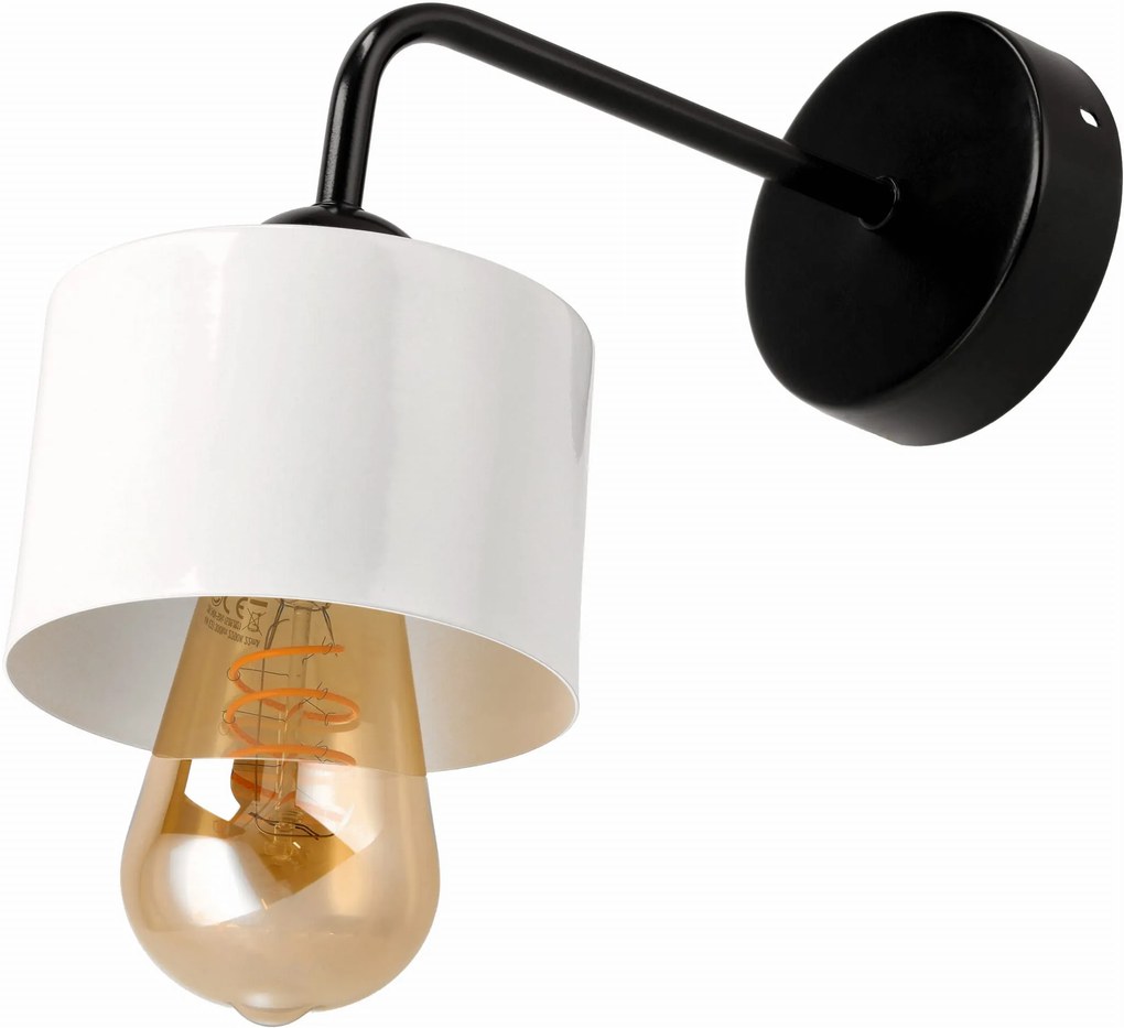 BERGE Nástěnná lampa 1x E27 HRNEK BÍLÁ