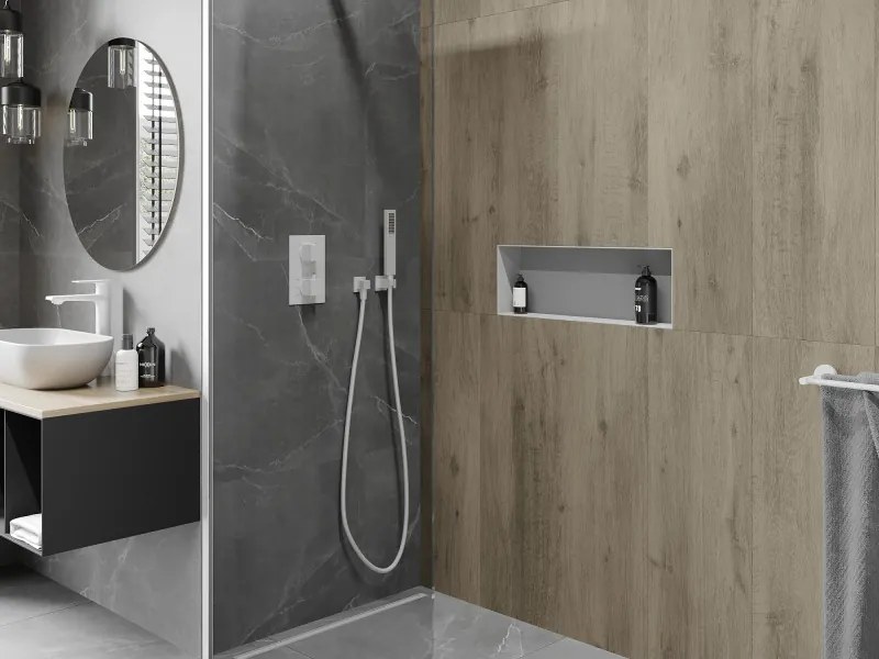 Mexen X-Wall-NR, polička na zapuštění pod obklad bez límce 60 x 20 cm, bílá, 1921602010