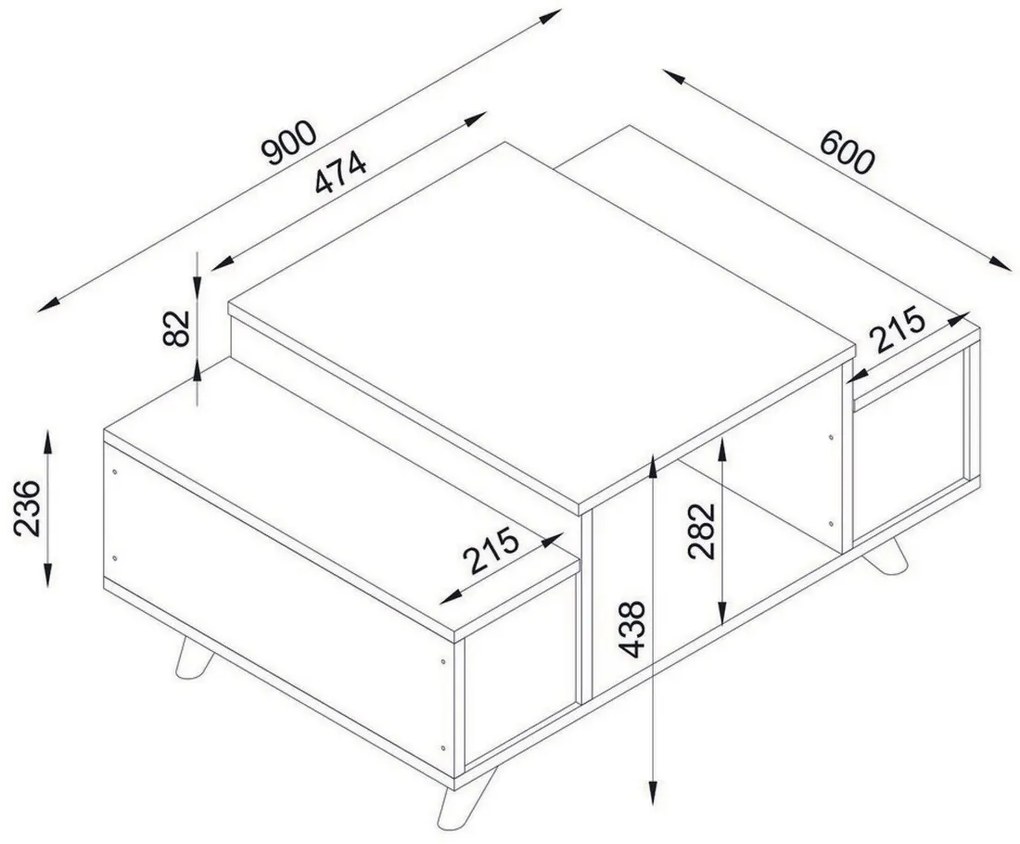 Designový konferenční stolek Fauci 90 cm bílý / ořech