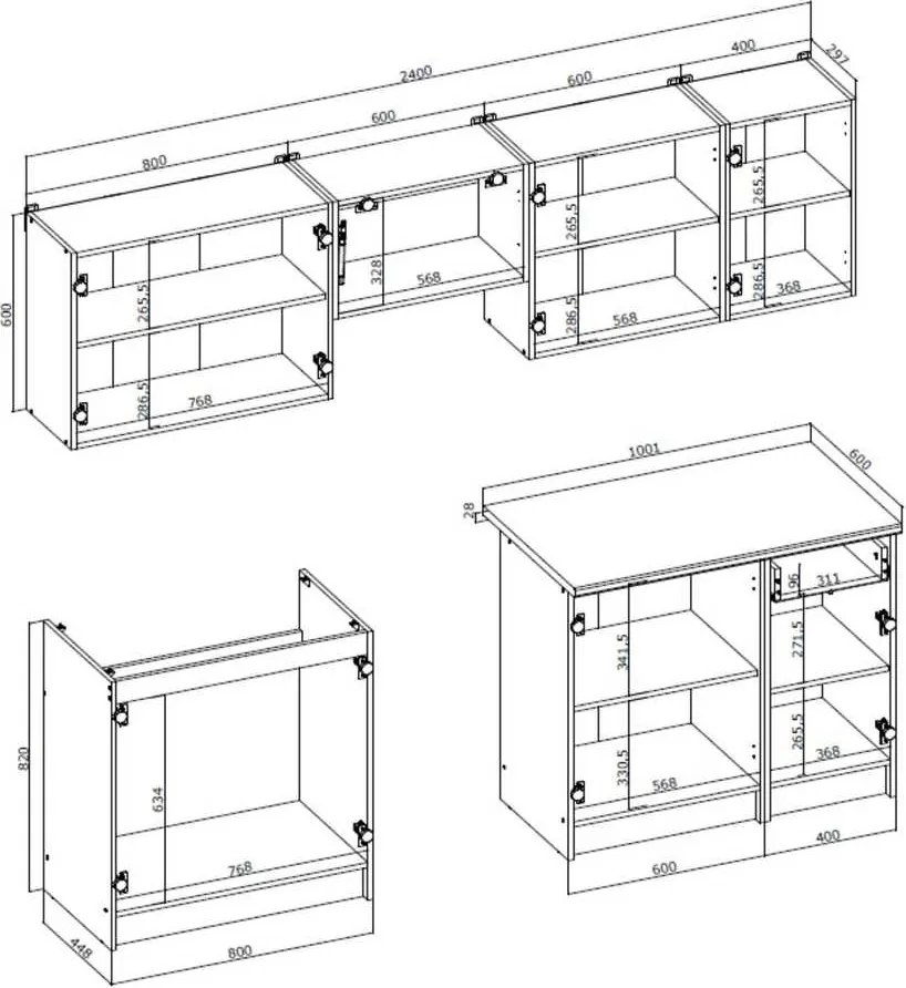 Kuchyňská linka Daria 240, dub kraft / antracit