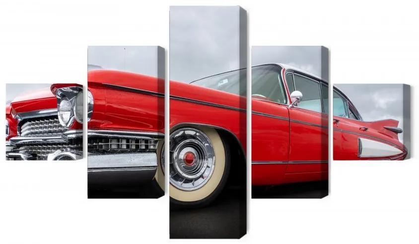 Vícedílný obraz Červené Auto Z 50. Let Nedostatek Nedostatek Plátno Canvas 200x120