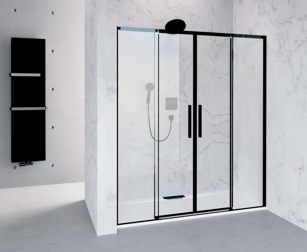 Polysan Altis - Sprchové dveře 167-171x200 cm, Antidrop, čiré sklo/matná černá AL4412B
