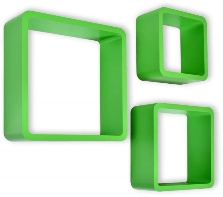 TZB Nástěnné poličky Cube - zelené - 3ks