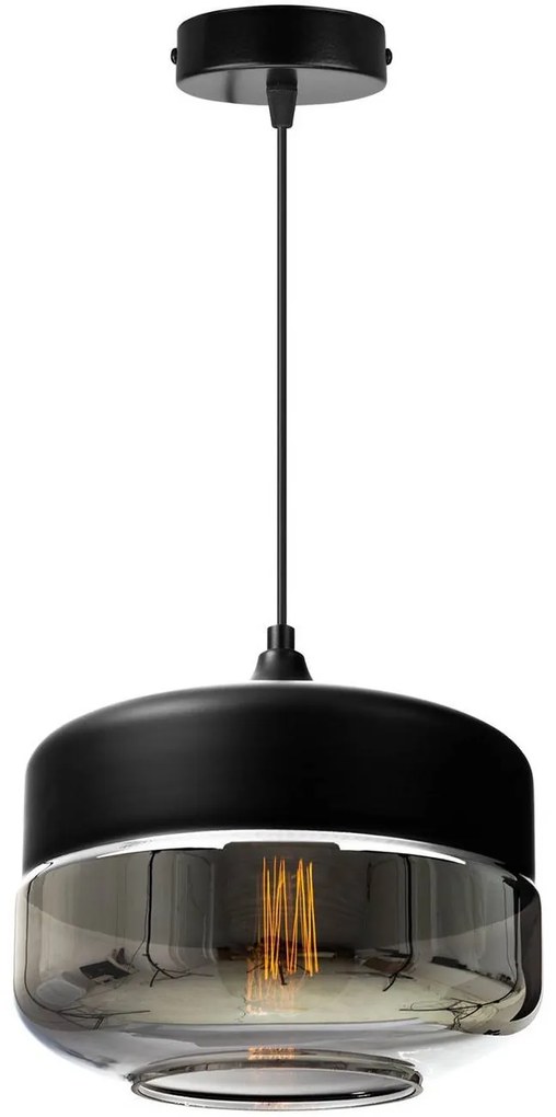 Závěsné svítidlo OSLO 3, 1x černé/grafitové skleněné stínítko