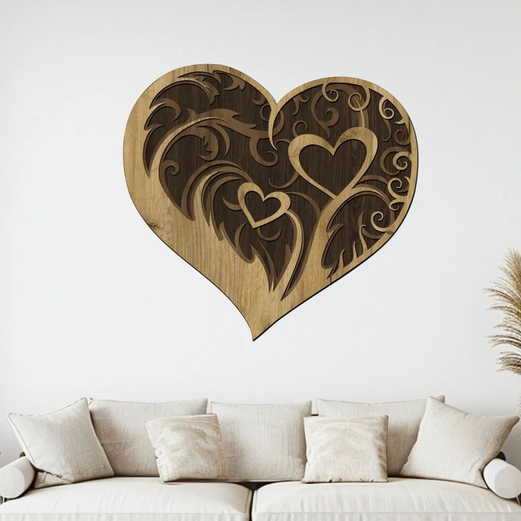 dřevo života 3 vrstvé dřevěné SRDCE Zvolte rozměr (cm): 60x57, Zvolte barevný dekor: wenge-javor-třešeň