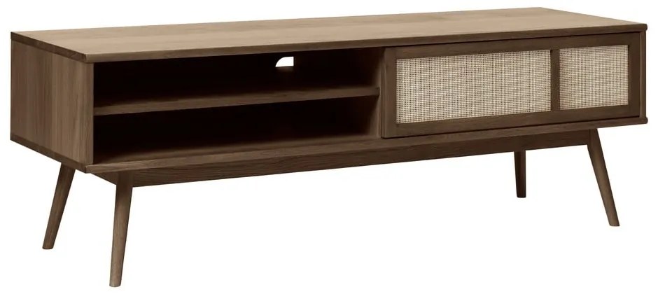 Tmavě hnědý TV stolek v dekoru dubu 150x50 cm Barrali – Unique Furniture