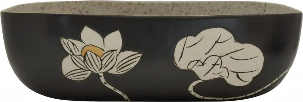 Umyvadlo na desku šedé a černé obdélník 48x37,5x13,5cm keramika 155098