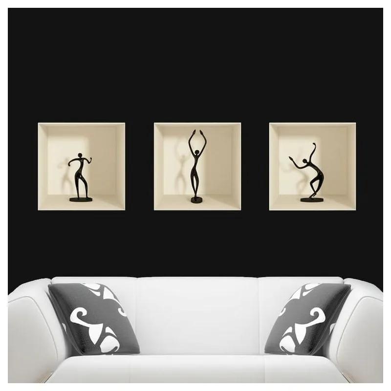Sada 3 samolepek s 3D efektem Ambiance Dancing Figures