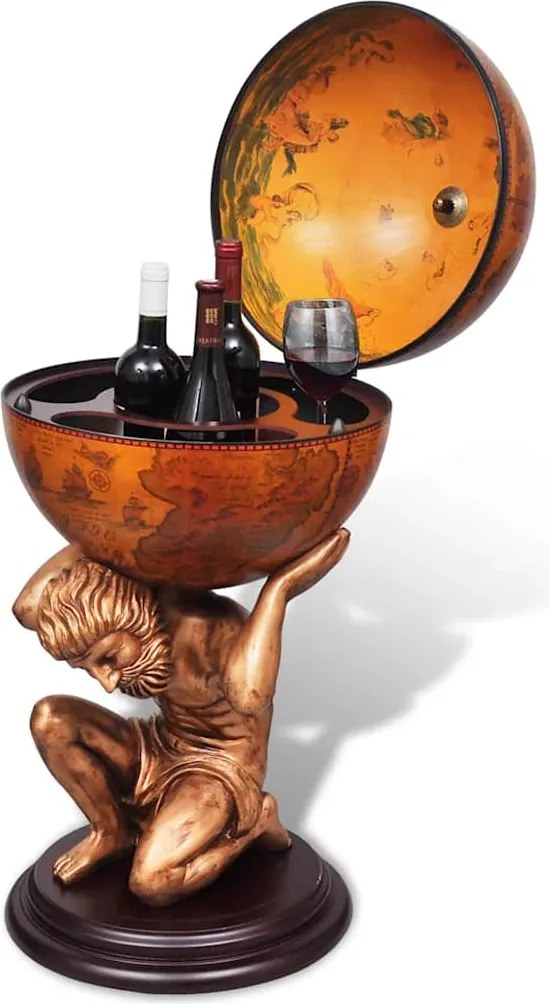 Glóbusový bar stojan na víno design Atlas 42 x 42 x 85 cm 241958