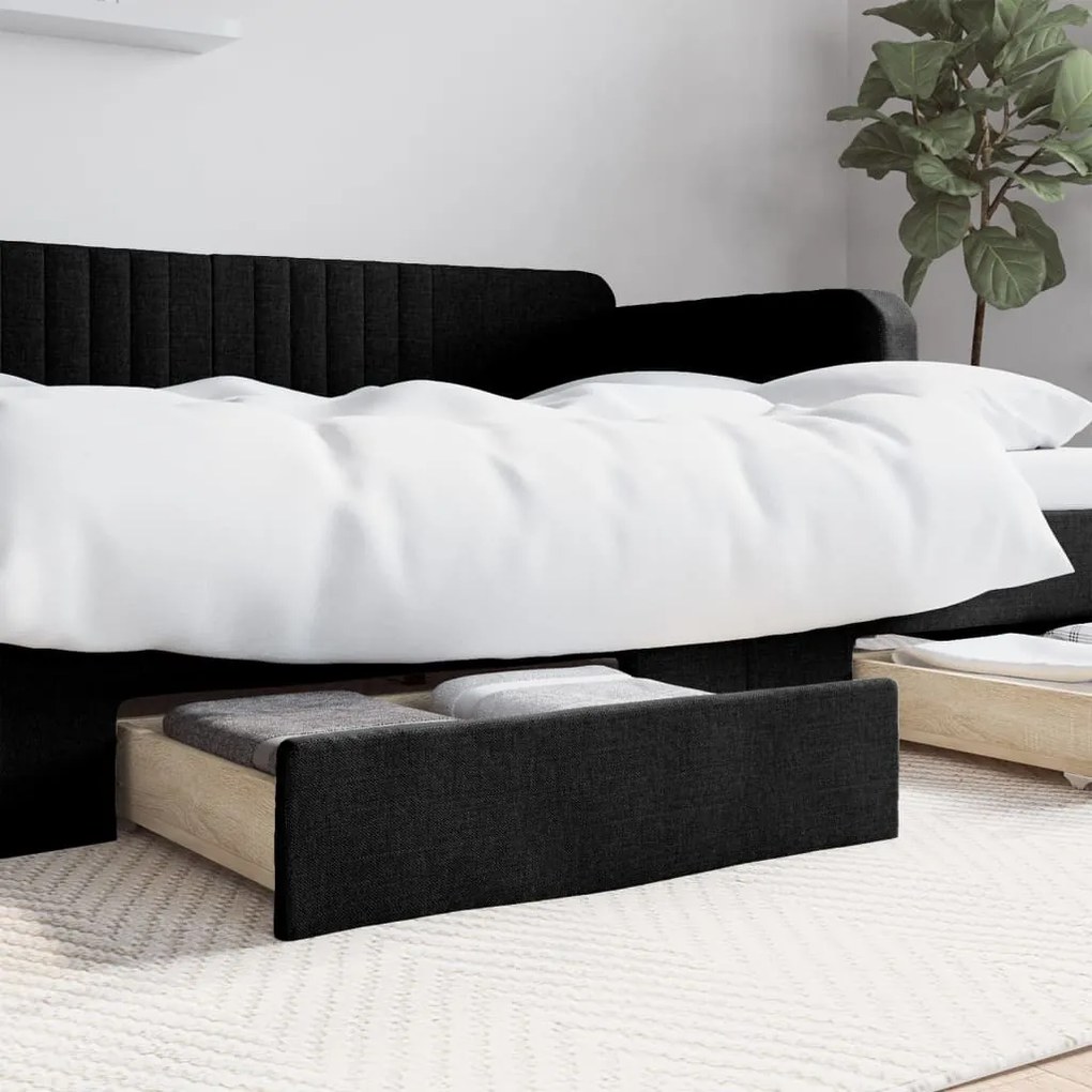 Zásuvky pod postel 2 ks černé kompozitní dřevo a textil - Default Title