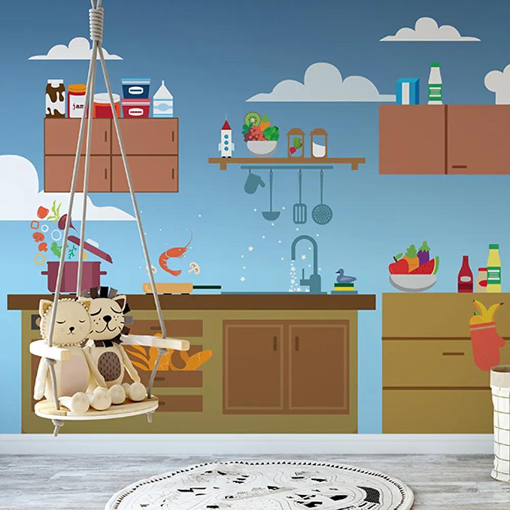 dětská obrazová tapeta kuchyňka 01 Velikost: 150 × 270 cm