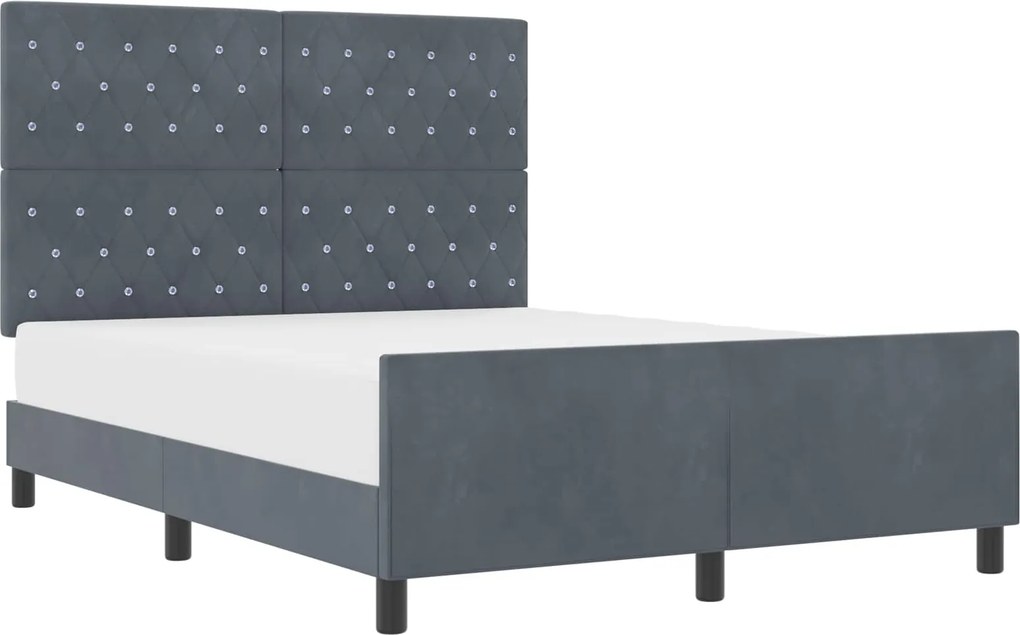Postel s boxspringem s čelo Tmavě šedá 140 x 190 cm samet 3344874