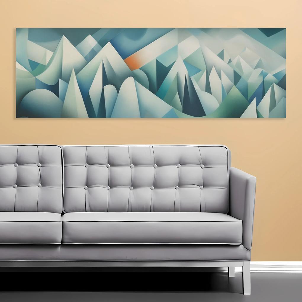 Obraz na plátně - Horské štíty v abstraktním stylu FeelHappy.cz Velikost obrazu: 120 x 40 cm