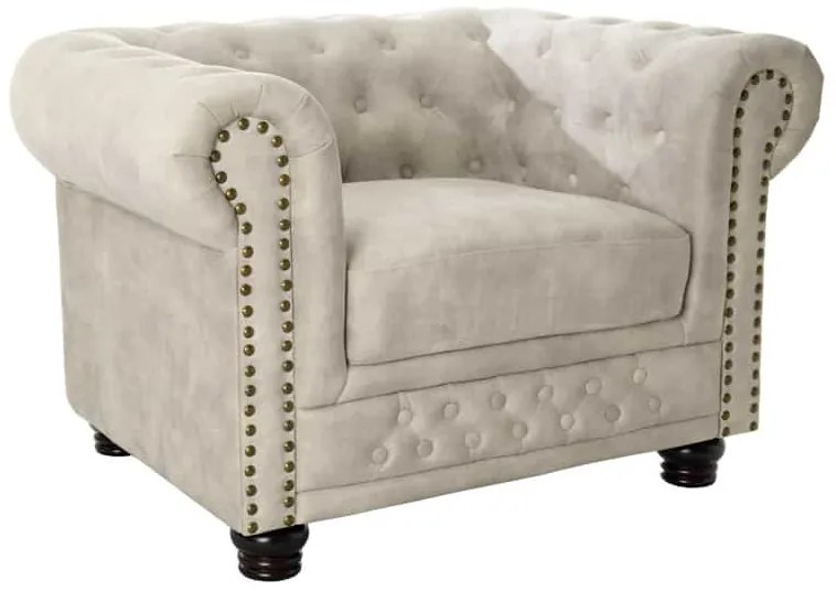 Designové křeslo Chesterfield šampaňský samet