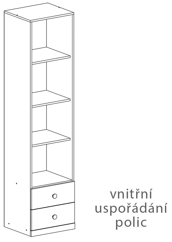PIXEL | policový regál PX4 | 45 cm | LEVÁ i PRAVÁ | se zásuvkami | dub/bílá lux/šedá