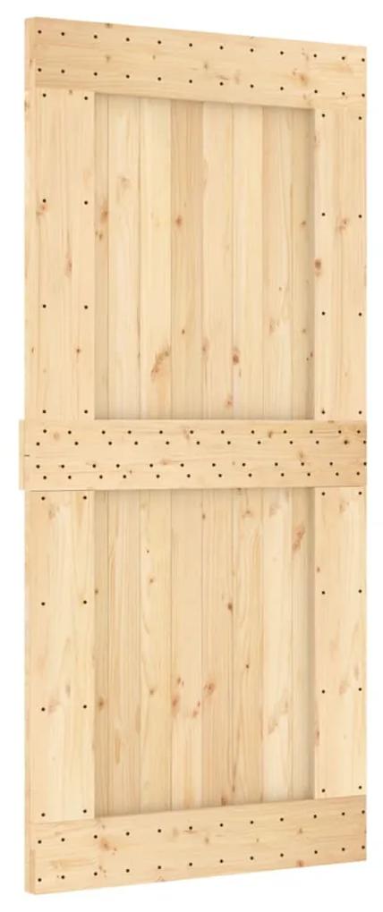 Posuvné dveře s kováním 95 x 210 cm masivní borové dřevo,  3202996