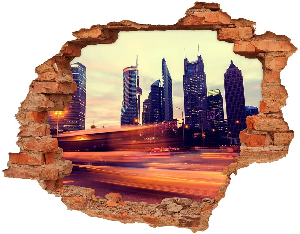 Wallmuralia Fototapeta díra na zeď 3D Šanghaj noc 90x70 cm