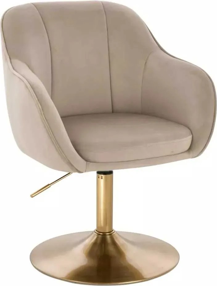 LuxuryForm DESIGN Otočná židle AVOLA VELUR na zlatém talíři - latte