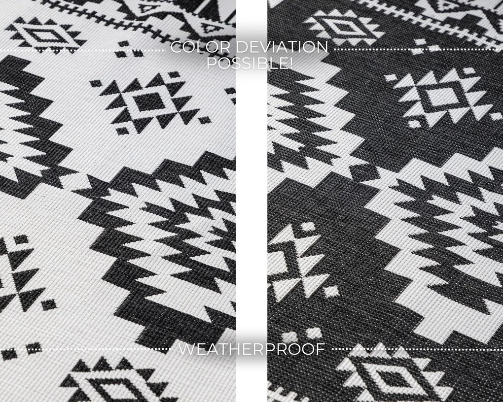 ELLE Decoration, Kusový koberec Gemini 106019 Black z kolekce Elle – na ven i na doma, 80x150, černobílá, chodba / předsíň