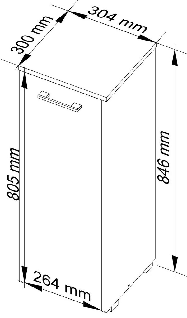 Koupelnová skříňka Fin S30 1D 30 cm dub - výběr z 4 provedení